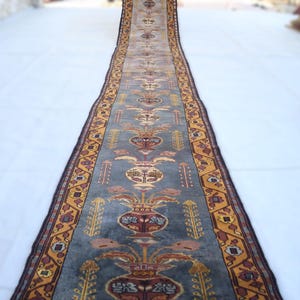 2x15 Long Runner Rug- Gray Afghan Handmade Runner Rug- Caucasian Long ...