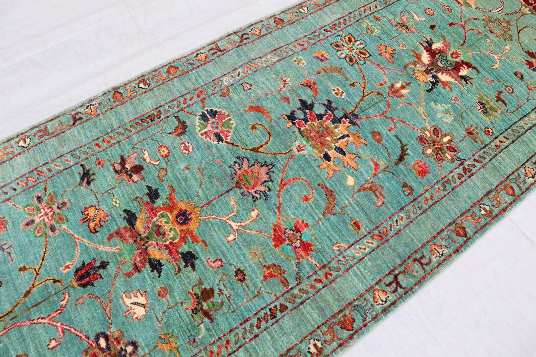2'9x8'6 Ft Turquoise Runner Rug High Quality Afghan Hand Knotted Veg ...