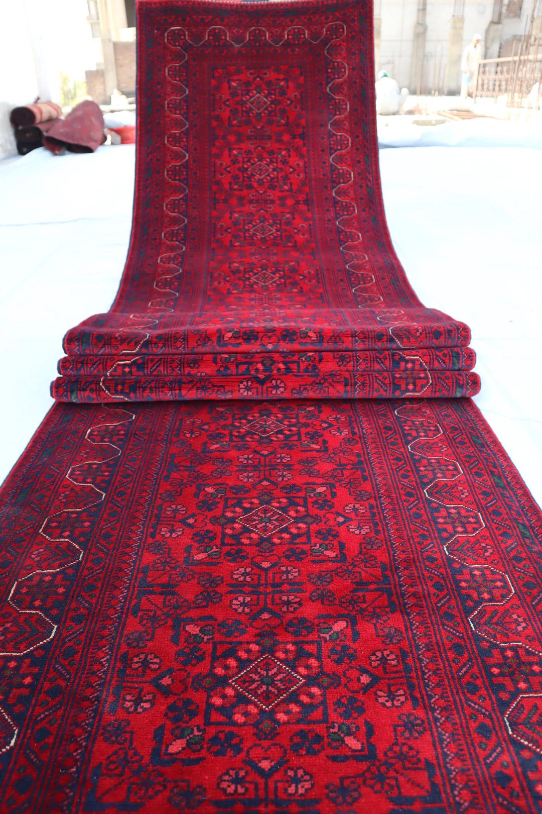 20 Ft Long Runner Rug- Afghan Handmade Bokhara Hallway Rug- Turkman ...