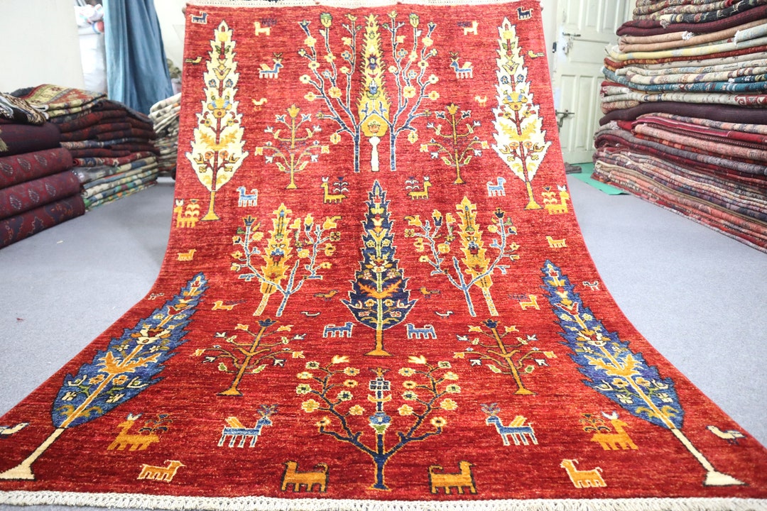5'4x7'7 Ft, Gorgeous Afghan Pictorial Rug, One of a Kind Afghan ...