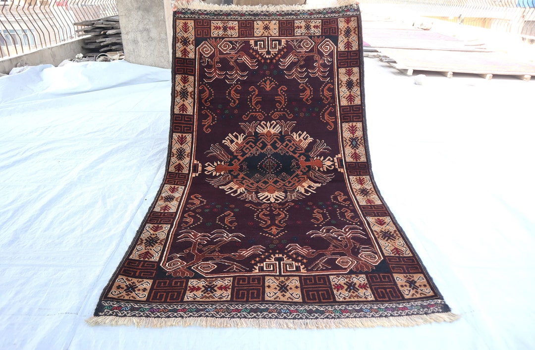 Gorgeous Antique Baluch Rug 3'8x6'4 Ft- Afghan Oriental Handmade Rug ...