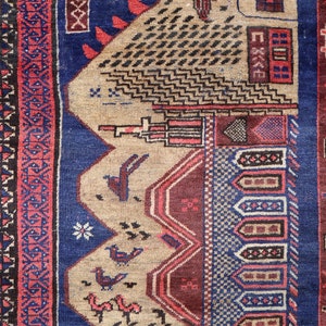 Antique Pictorial Rug 4.3x6.8- Antique Lover's Landscape Pattern Wall ...