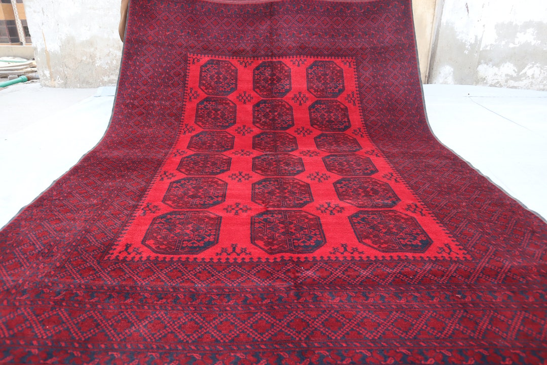 Antique Elephant Foot Rug 10'0 X 6'9 Ft Afghan Handmade Tribal Rug ...