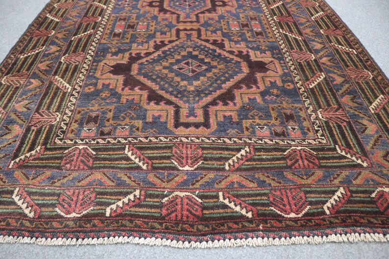 Alfombra vintage de 1,14 x 1,91 m, alfombra afgana tribal baluchi hecha ...
