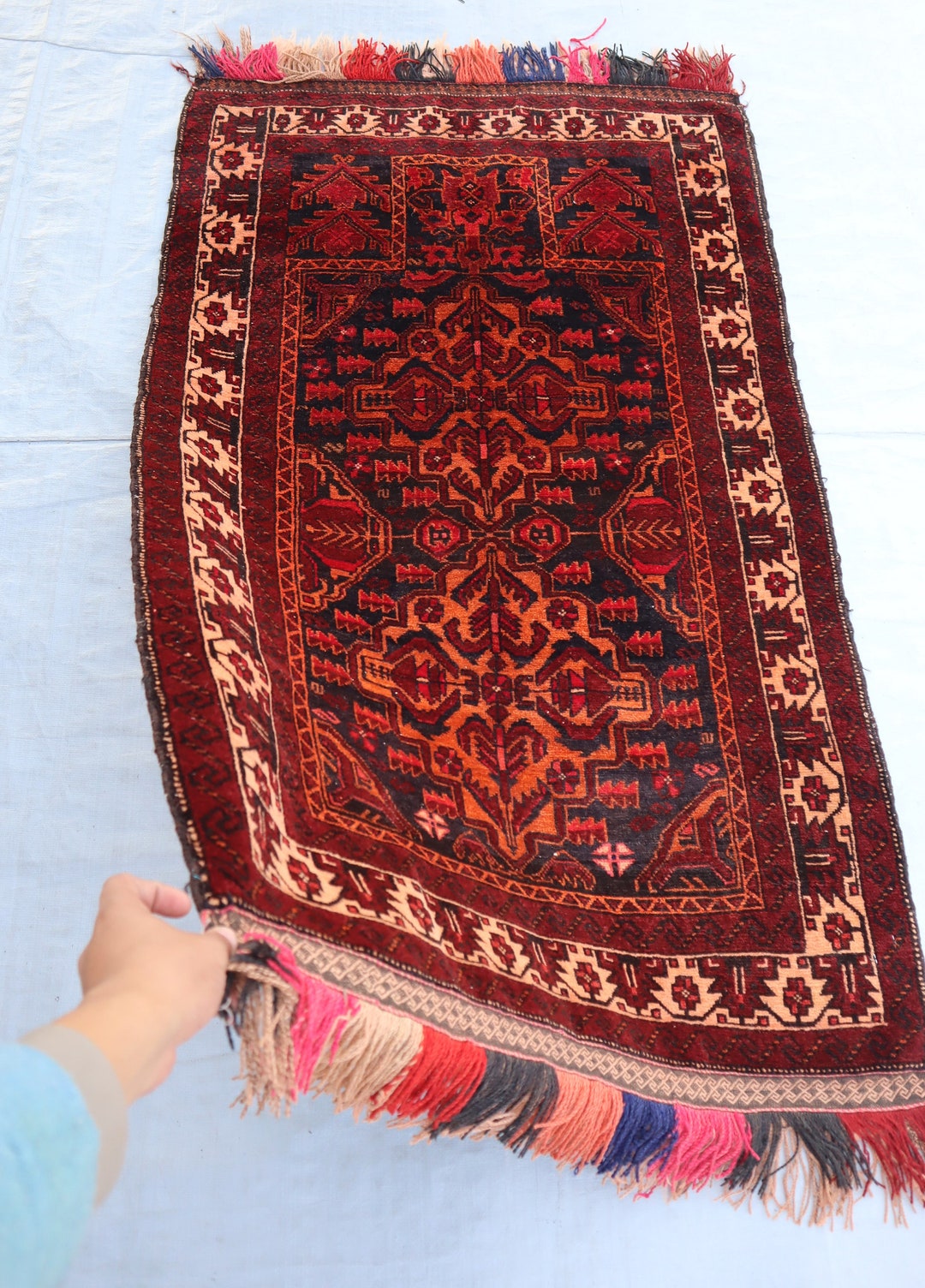 Antique Handmade Prayer Rug 2.8x4.6 Ft, Turkmen Oriental Prayer Mat ...