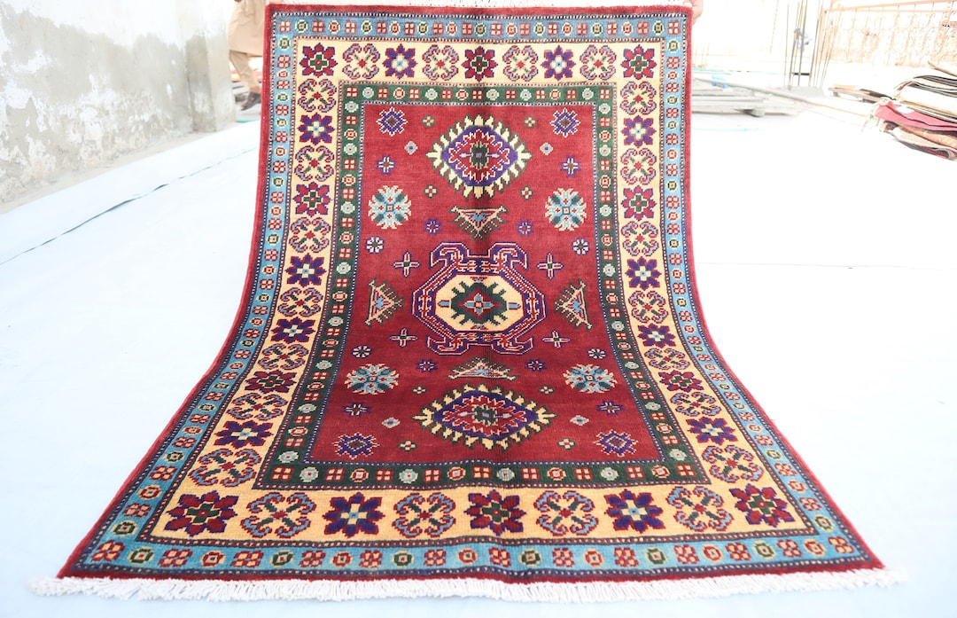 4x3 Collector's Piece Kazak Rug Handmade Caucasian Kazak Area Rug ...