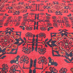 Red Rug, 3x5 Ft Bokhara Small Area Rug, Khal Muammedi Tekke Tribe Rug ...
