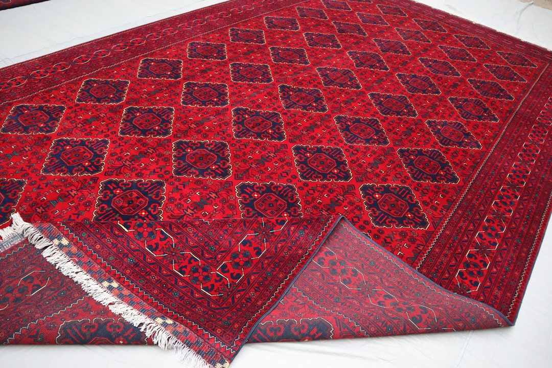 Extra Large 10x17 Area Rug' Oversize Afghan Handmade Wool Rug' Bokhara ...