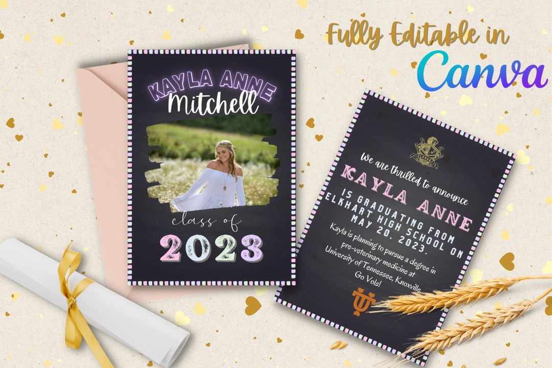 Graduation Announcement Card Canva Template, Editable Graduation Card ...