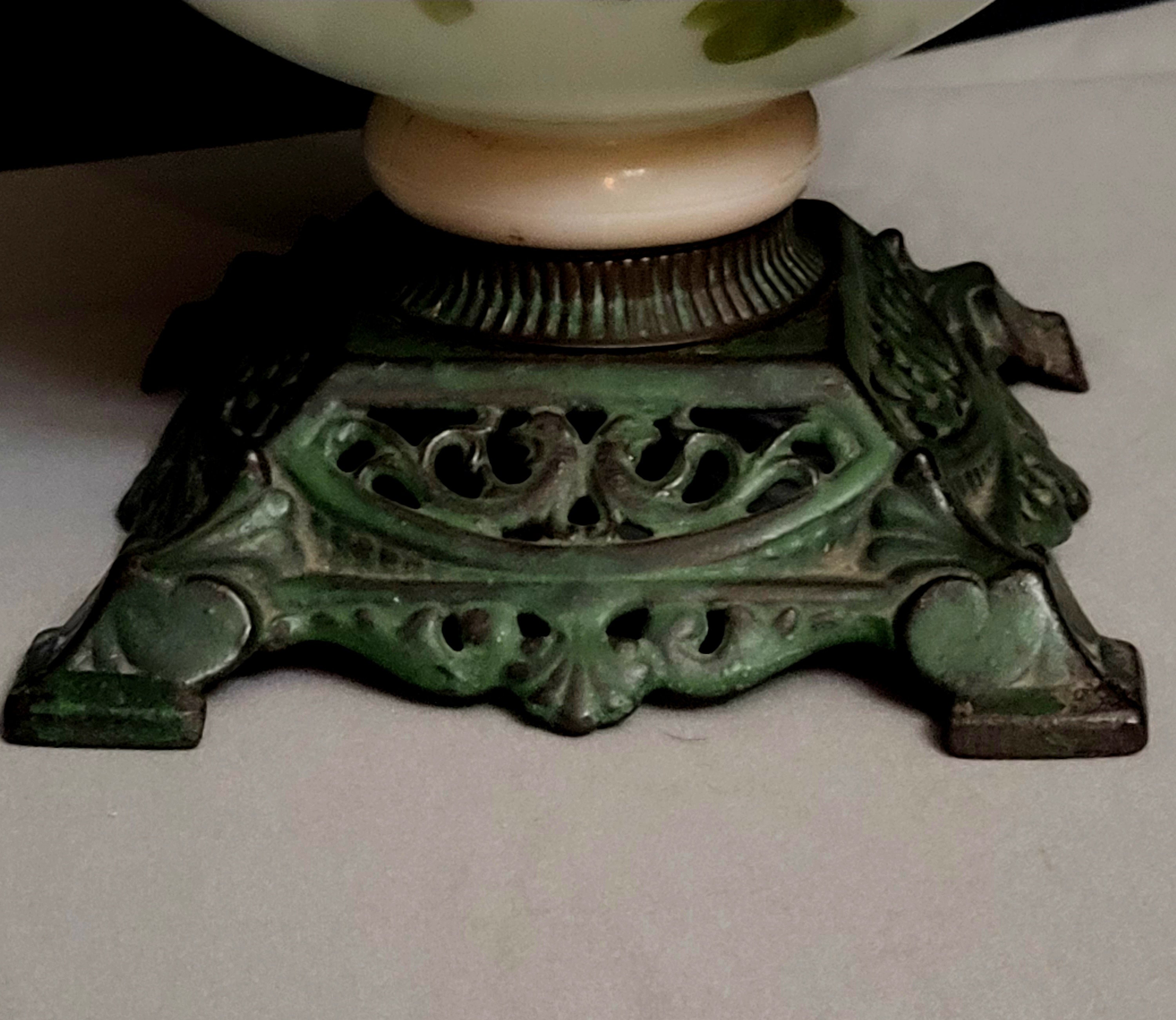 Antique Scoville Queen Anne #2 Hand Painted Milk Glass and Cast Iron ...