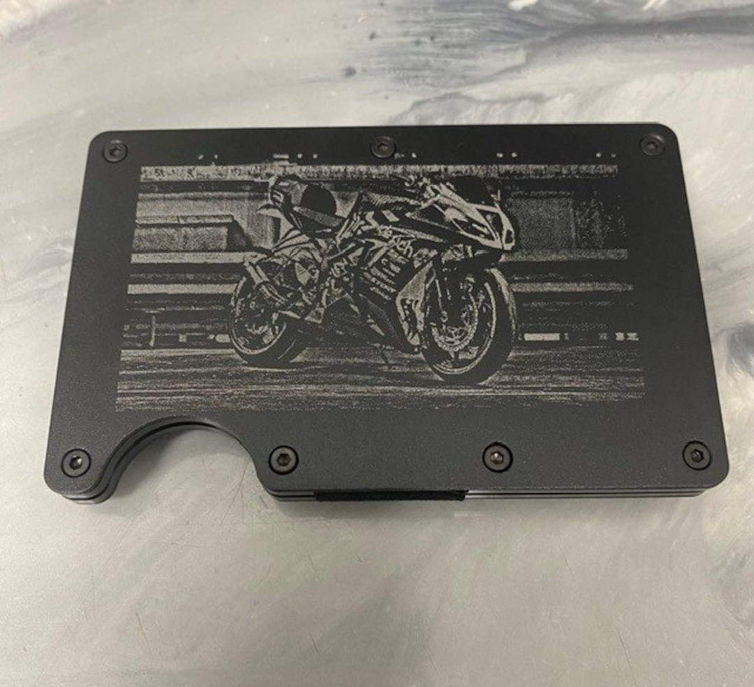 Slim Modernized Metal Wallet With Custom Engraved Images Personalized ...