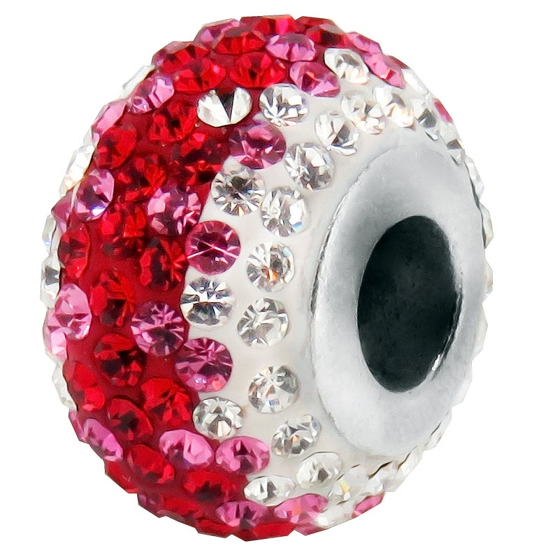 Pave Crystals Red Charm Bead, Real Sterling Silver, Pandora, Zable ...