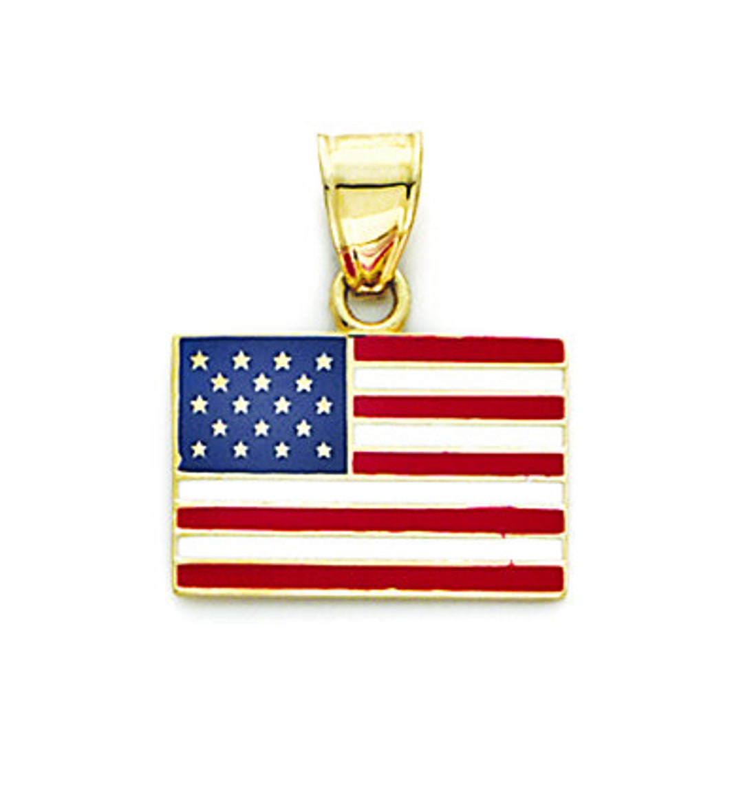 14K Gold World Flags Pendant Charm Hand Enameled USA - Etsy