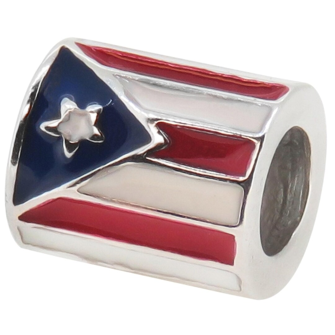 Puerto Rican Flag Charm Bead, Real Sterling Silver, Fits Pandora ...