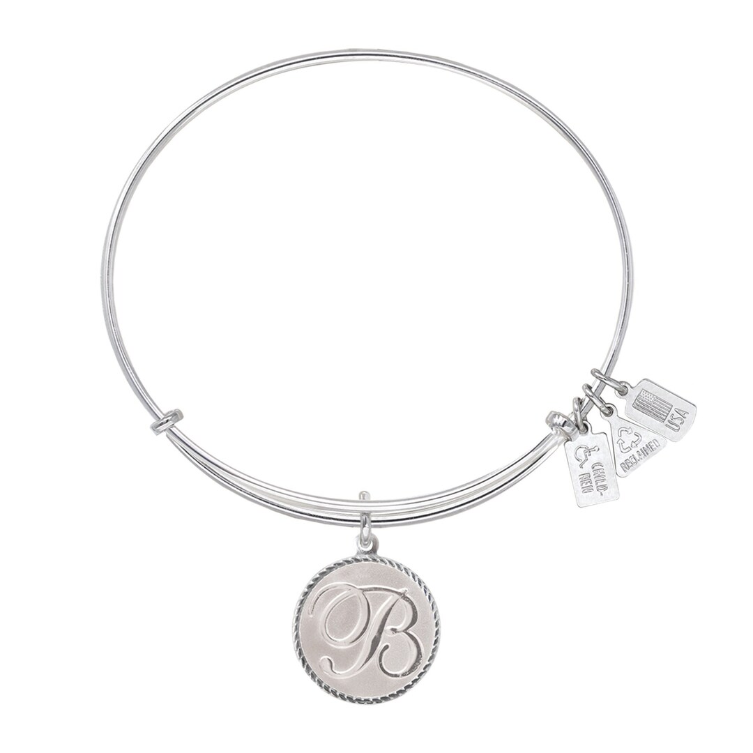 Letter "b" Expandable Bangle Charm Bracelet, Rhodium Silver, Antique ...
