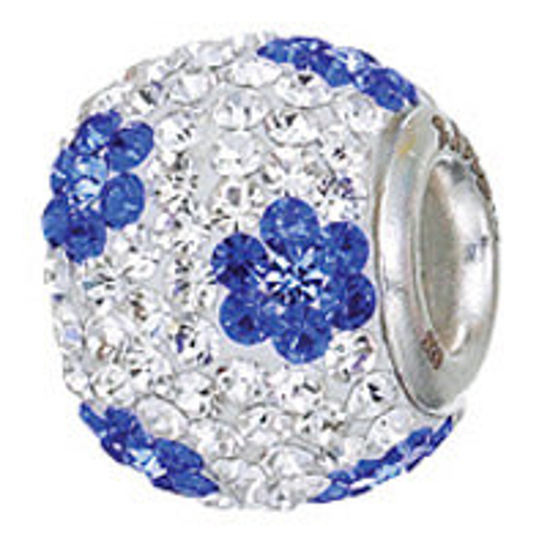 Pave Crystal Flower Blue Charm Bead, Real Sterling Silver, Pandora ...