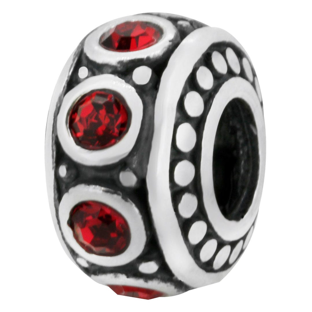 Crystal Birthstone July Charm Bead, Real Sterling Silver, Zable ...