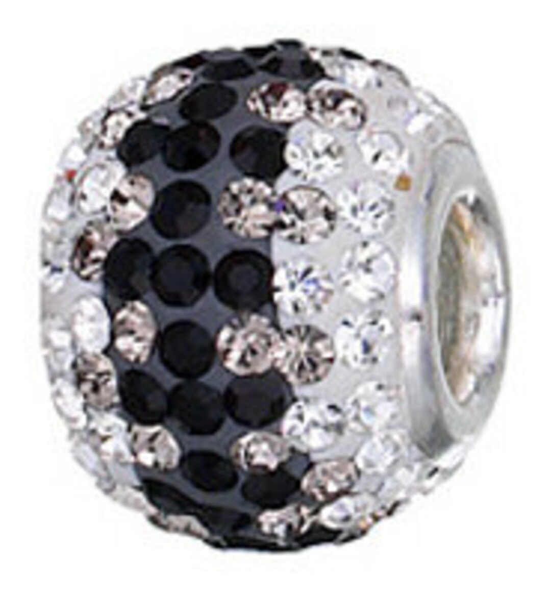 Pave Crystal Black Wave Charm Bead, Real Sterling Silver, Pandora ...