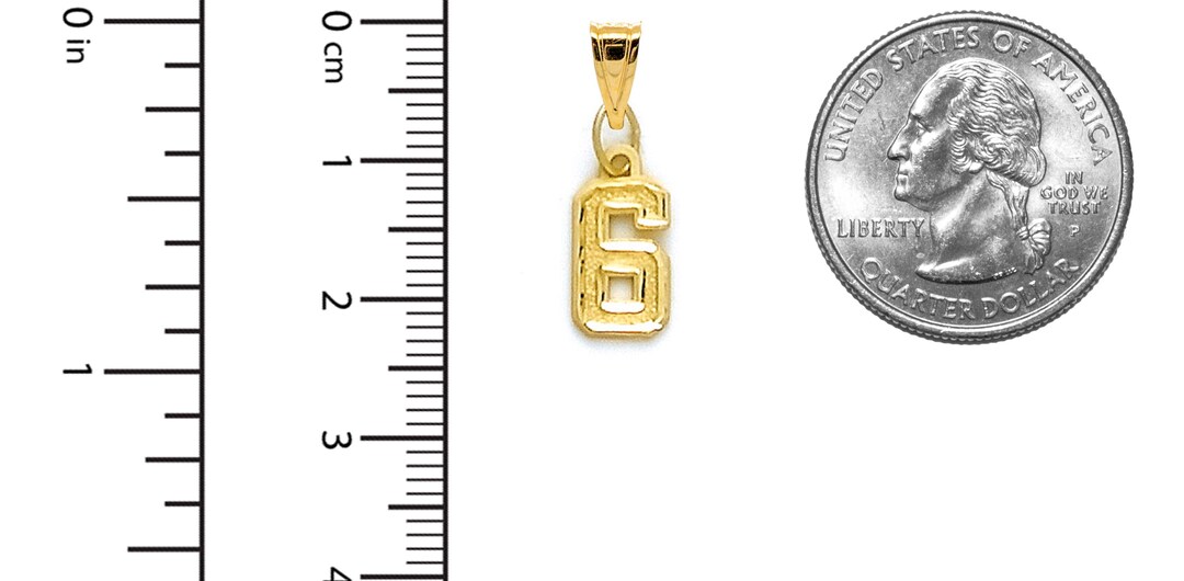14K Solid Gold Custom Varsity Sports Number Pendant, Personalized ...