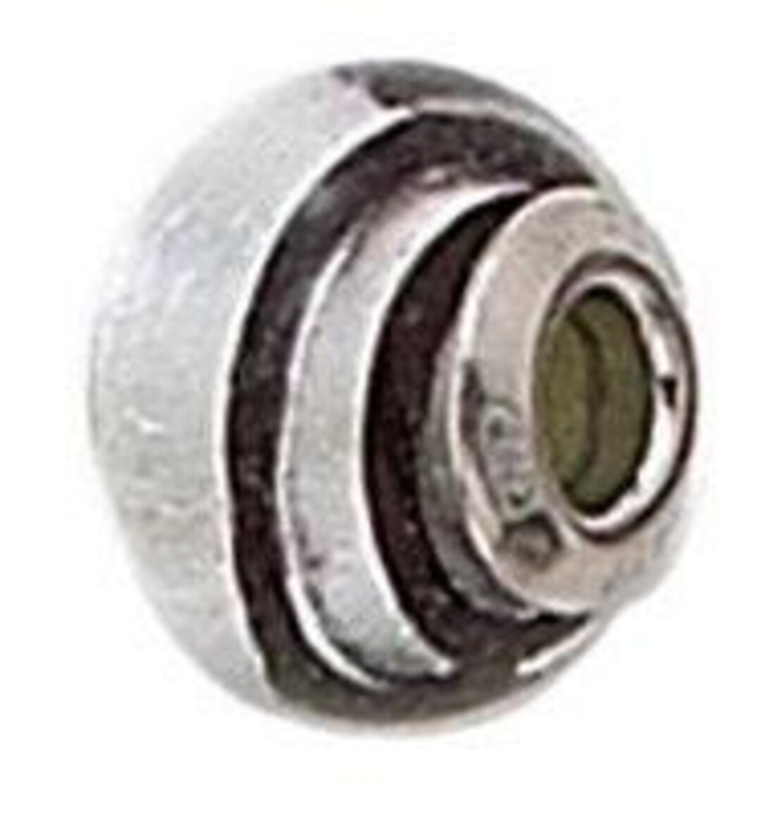 Silver With Black Strip Murano Glass Charm Bead, Real Sterling Silver ...