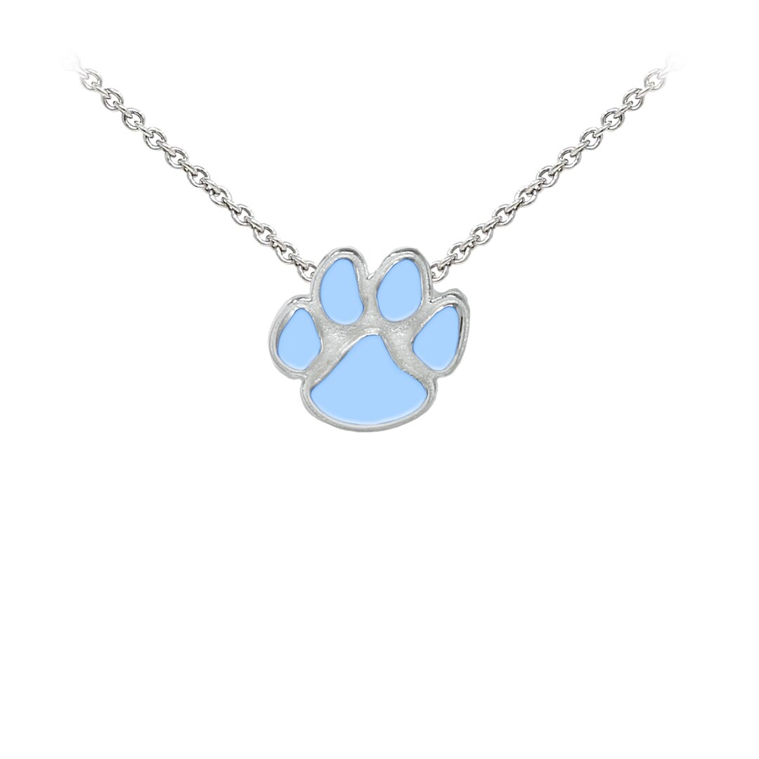 Light Blue Paw Print Necklace, Sterling Silver, Adjustable 15,16,18 in ...