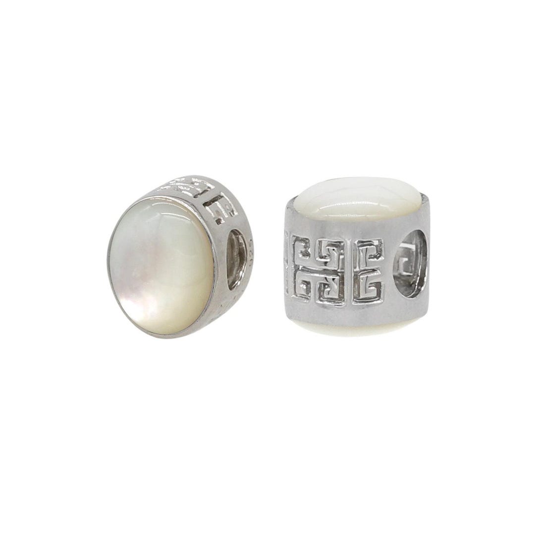 Mother of Pearl Greek Key Charm Bead, Real Sterling Silver, Fits ...