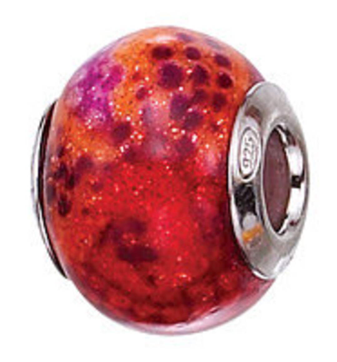 Murano Glass Red Snake Skin Charm Bead, Real Sterling Silver, Pandora ...