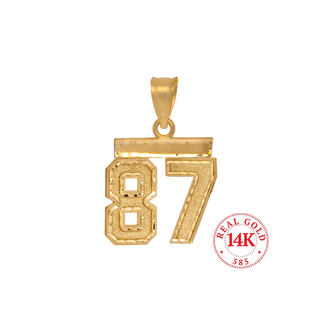 14K Solid Gold Number 87 Charm, Taylor Swift Style, Travis Kelce Super ...