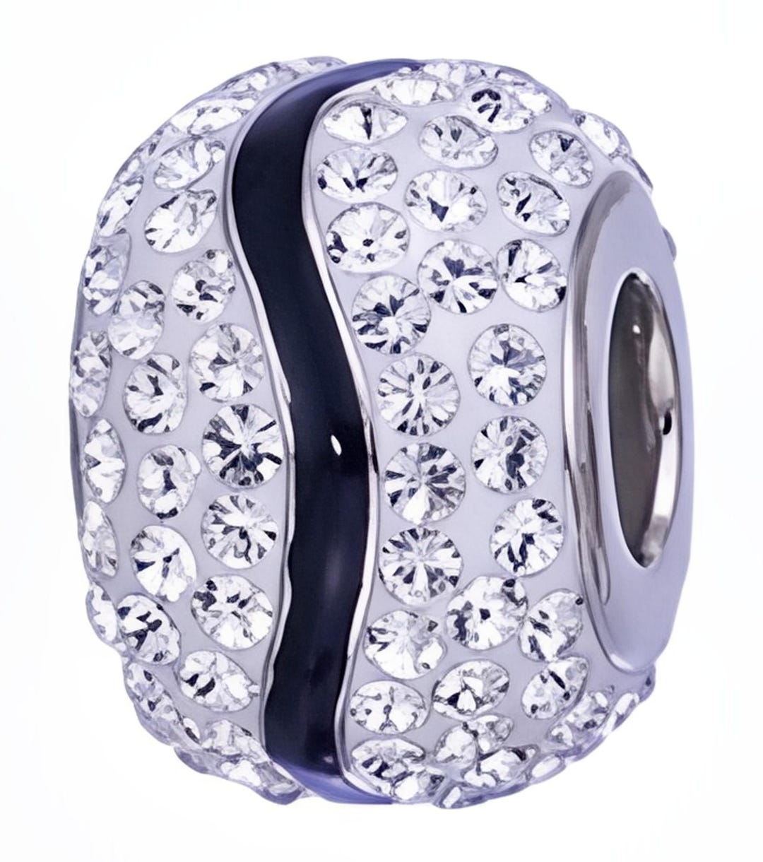 Black & White Wave Charm Bead, Real Sterling Silver, Fits Pandora ...