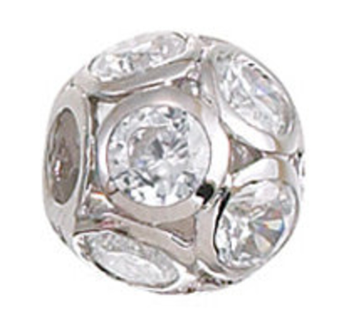 Crystal Sphere April Charm Bead, Real Sterling Silver, Pandora, Zable ...