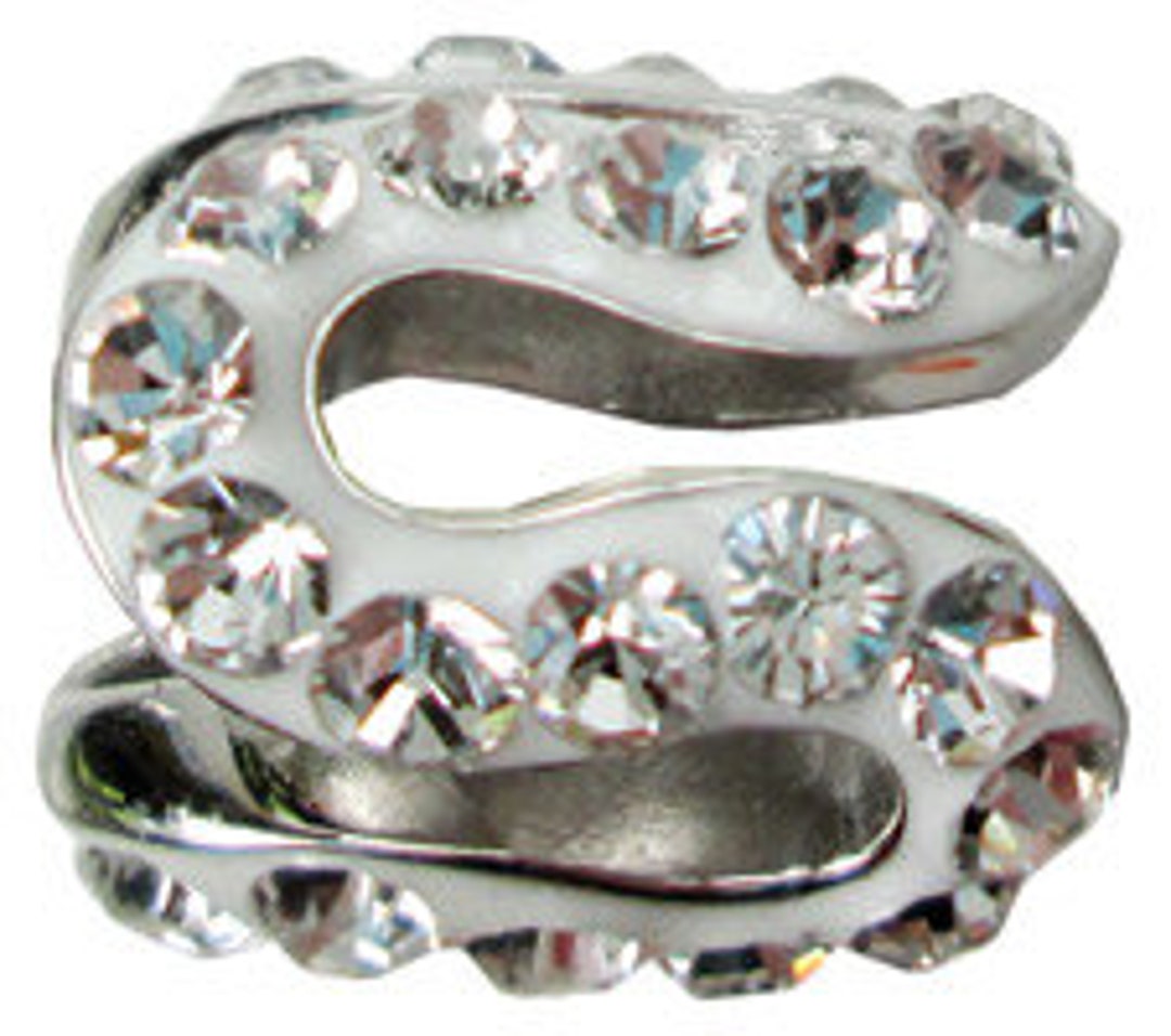 Infinity Bead With White Crystals Charm Bead, Real Sterling Silver ...