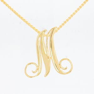 14K Monogram Initial Pendant Necklace, Script, Rare Letters Available ...