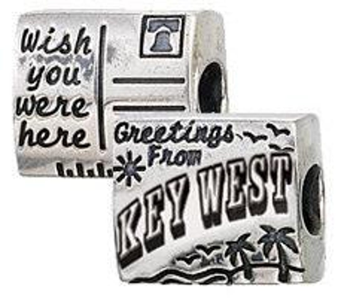 Key West Postcard Charm Bead, Real Sterling Silver, Zable, Chamilia ...