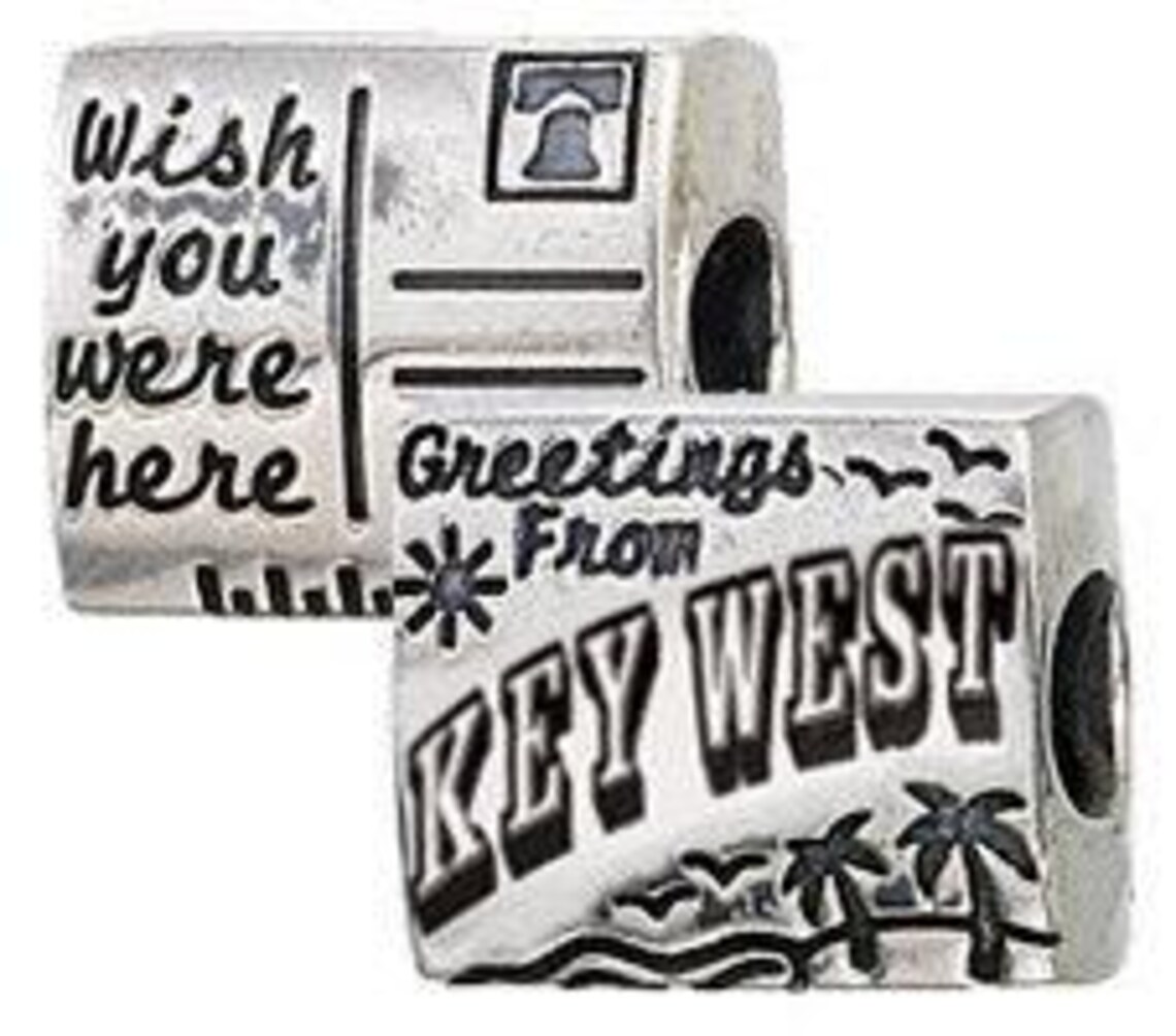 Key West Postcard Charm Bead, Real Sterling Silver, Zable, Chamilia ...