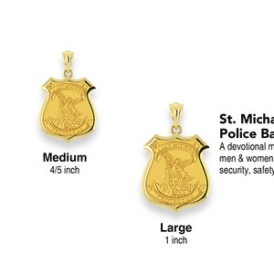 14K St. Michael Police Badge, Patron Saint Police Officer Medal ...