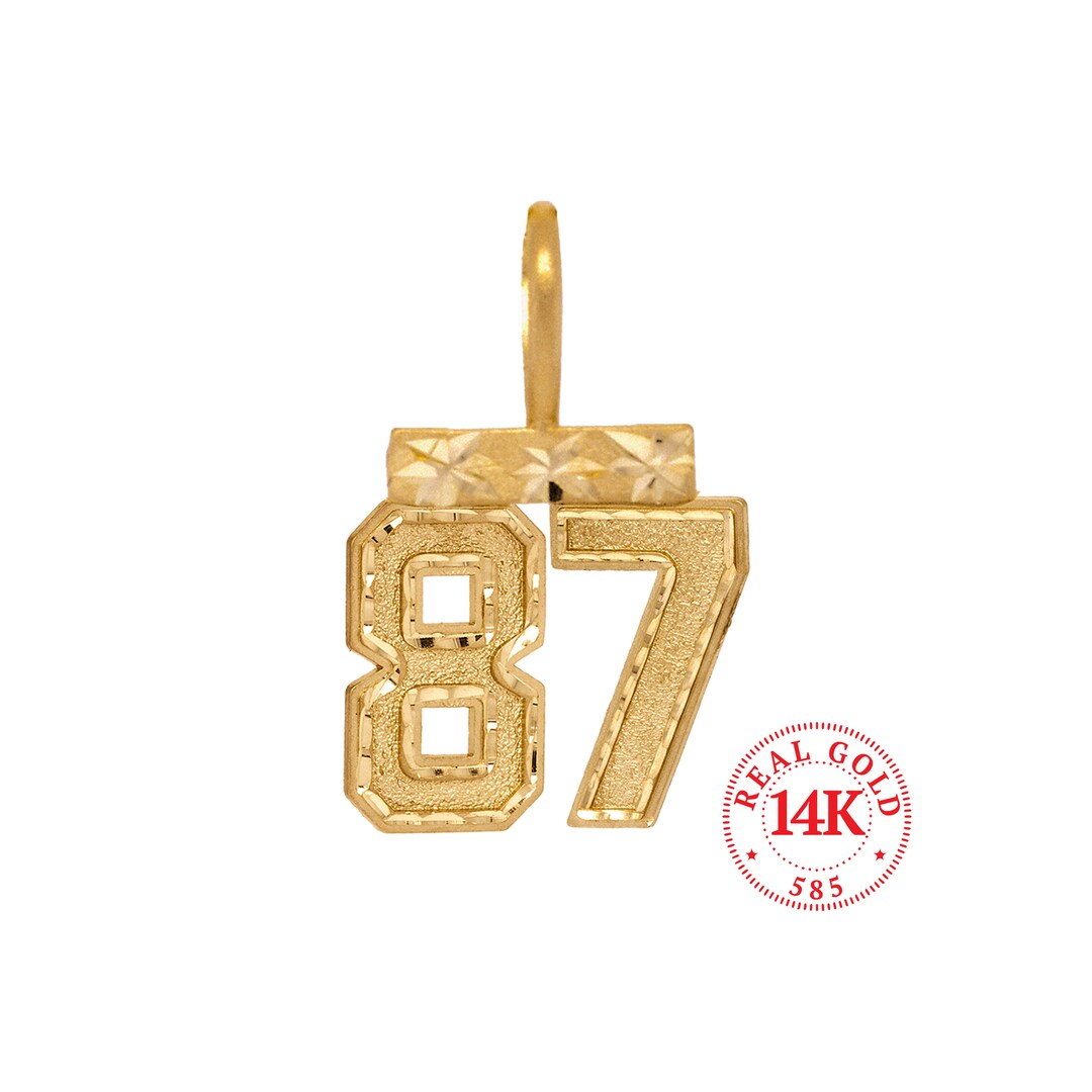 14K Solid Gold Number 87 Charm, Taylor Swift Jewelry, Travis Kelce ...