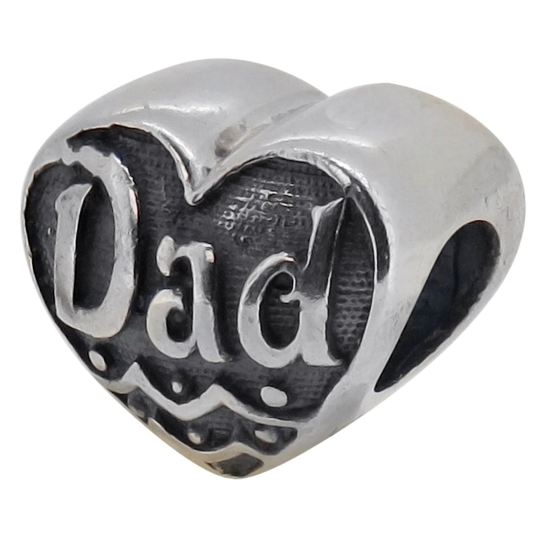 Dad Heart Charm Bead, Real Sterling Silver, Zable, Chamilia, European ...