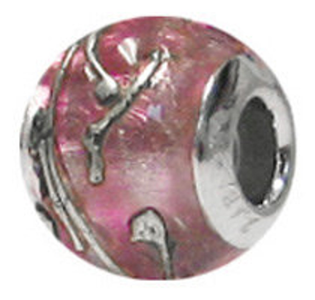 Murano Glass Pastel Comet Rosa Charm Bead, Real Sterling Silver ...