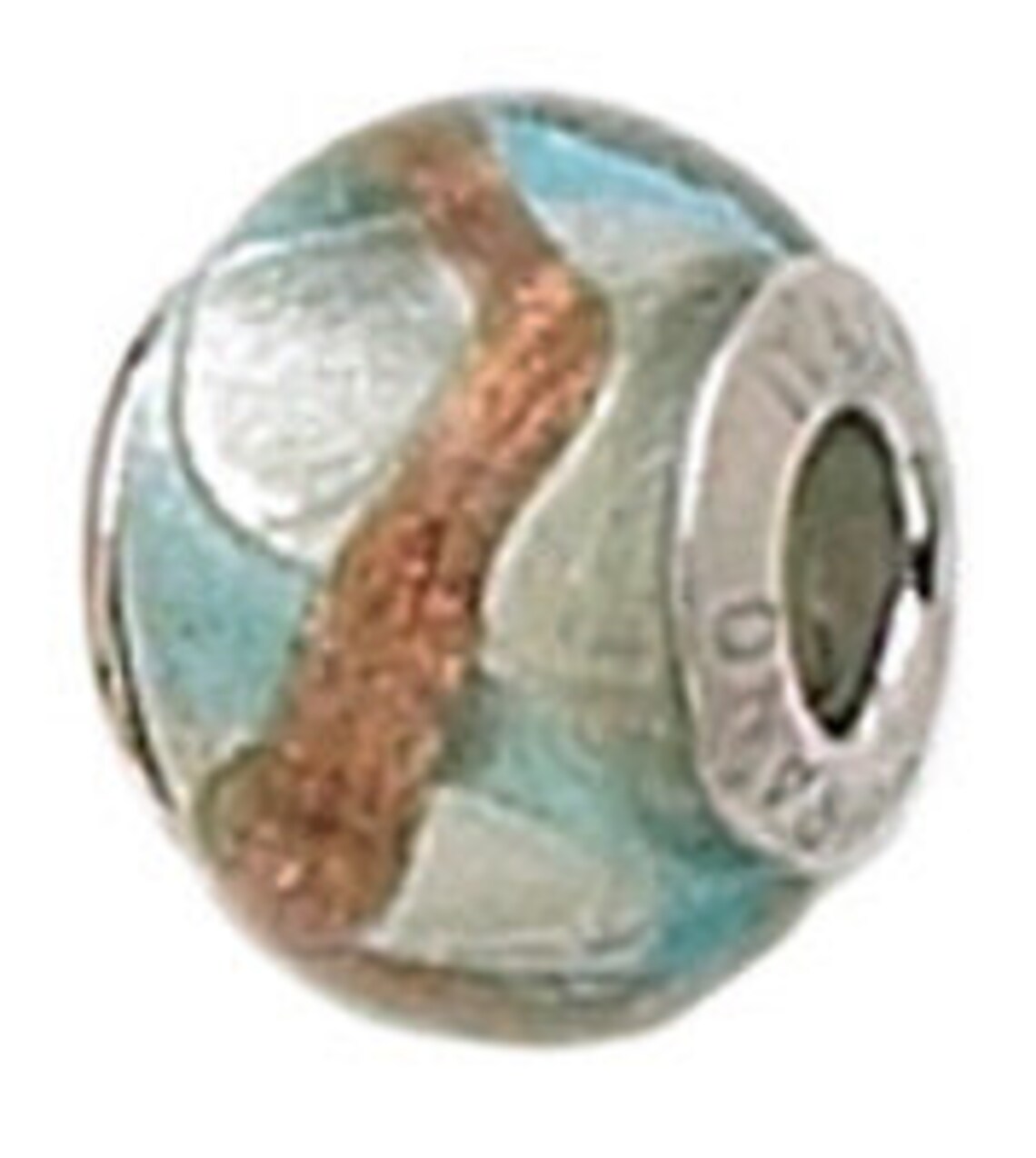 Silver Blue Copper Zigzag Murano Glass Charm Bead, Real Sterling Silver ...