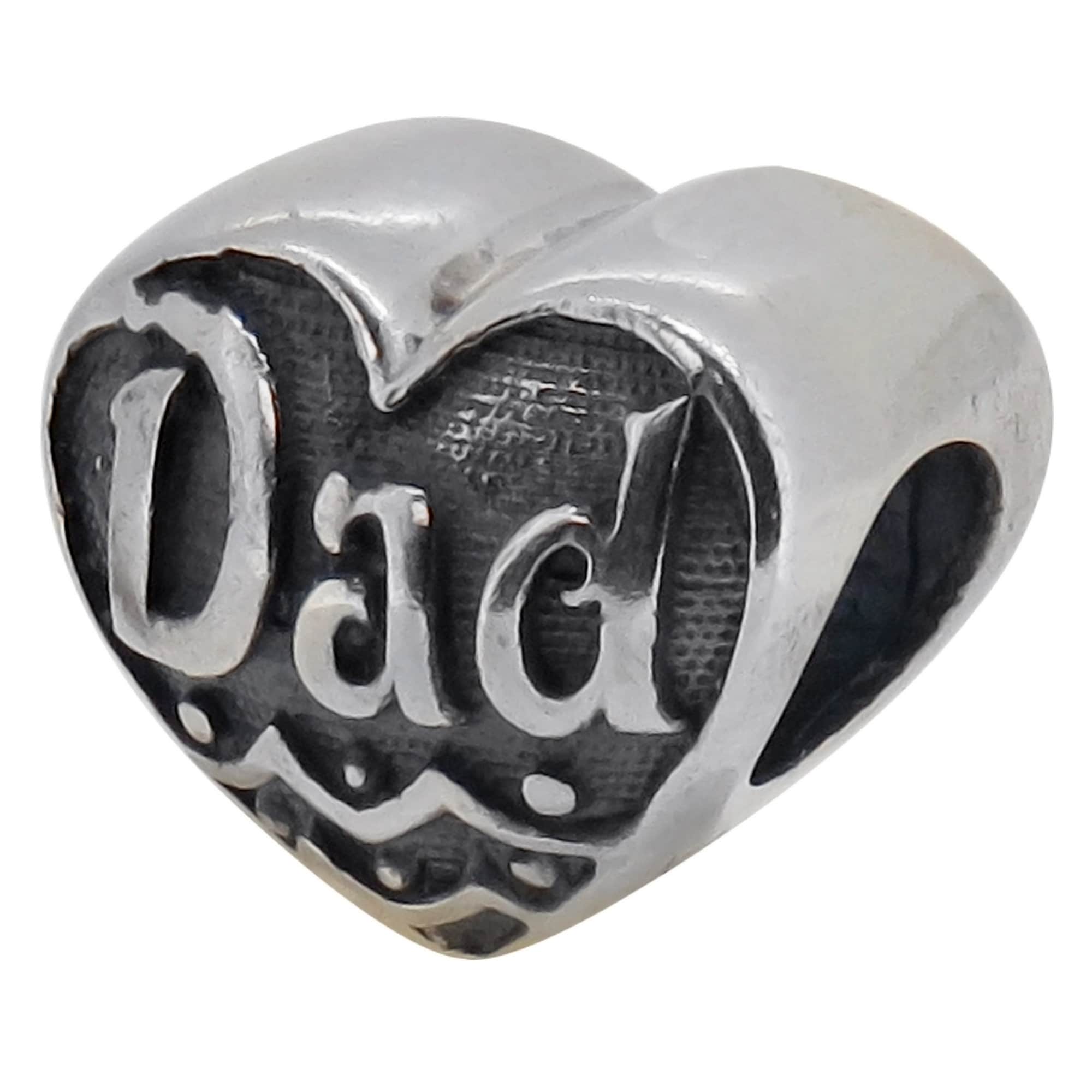 Dad Heart Charm Bead, Real Sterling Silver, Pandora, Zable, Chamilia ...