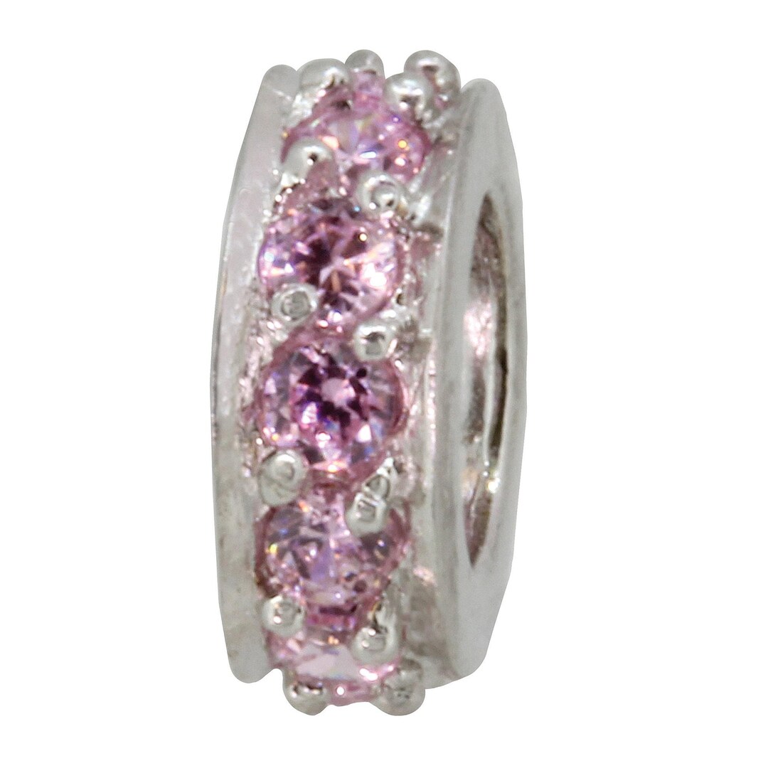 Thin Spacer Pink CZ Charm Bead, Real Sterling Silver, Zable, Chamilia ...