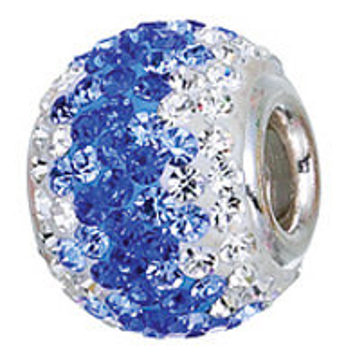 Pave Crystal Blue Wave Charm Bead, Real Sterling Silver, Pandora, Zable ...
