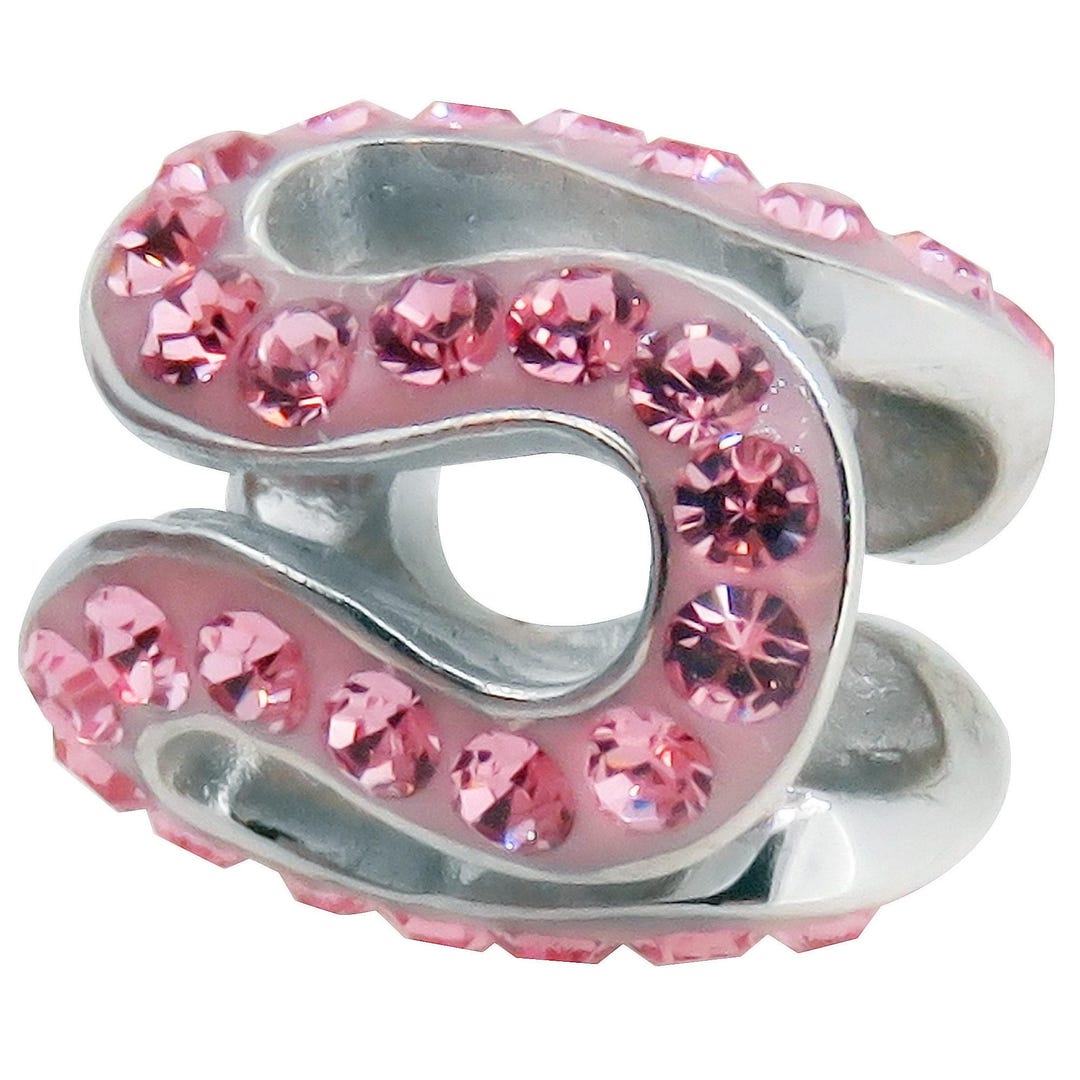 Infinity Bead With Pink Crystals Charm Bead, Real Sterling Silver, Fits ...