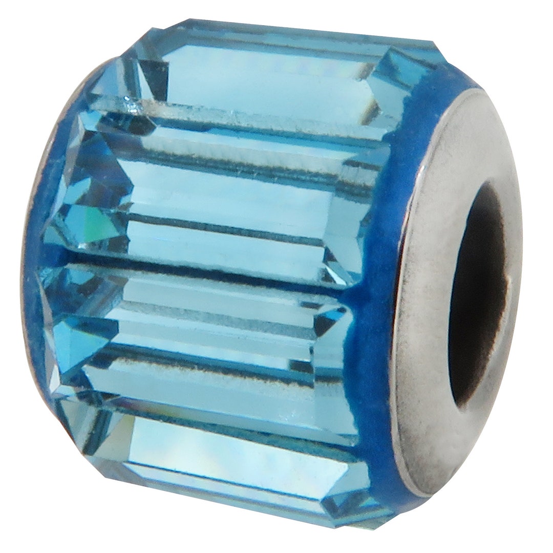 Baguette Swarovski Blue Topaz Charm Bead, Tarnish Resistant, Pandora ...