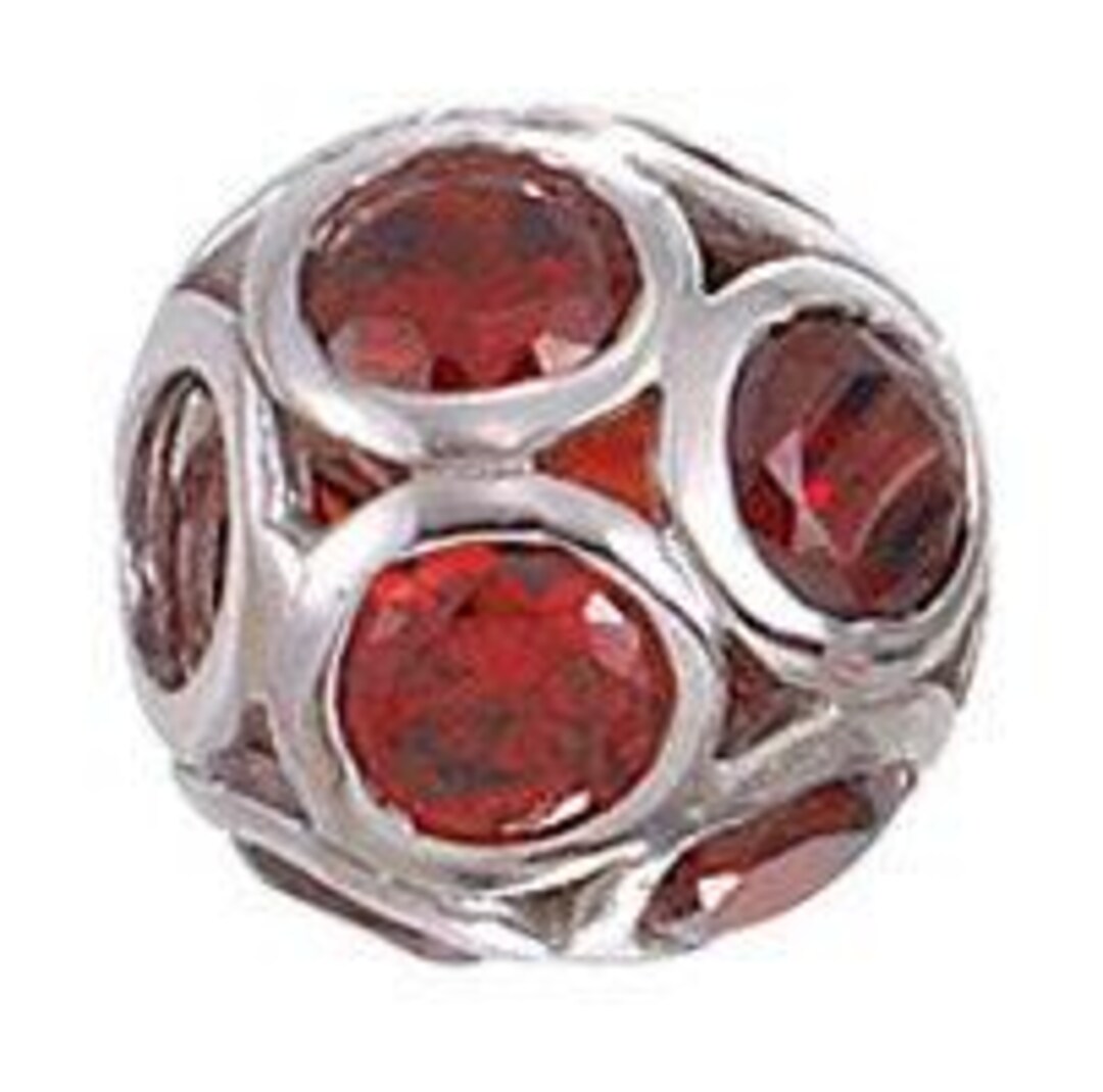 Crystal Sphere January Charm Bead, Real Sterling Silver, Zable ...