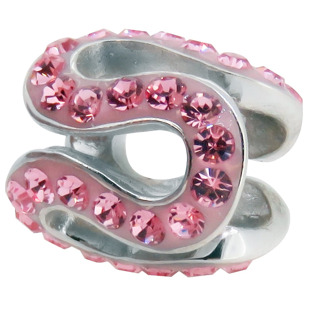 Infinity Bead With Pink Crystals Charm Bead, Real Sterling Silver, Fits ...