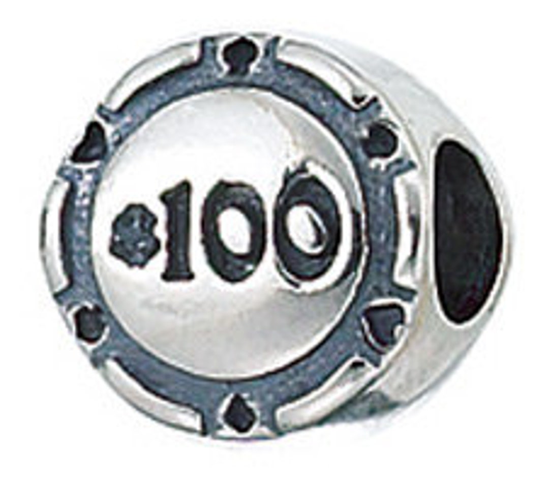 Poker Chip Charm Bead, Real Sterling Silver, Fits Pandora Bracelets ...