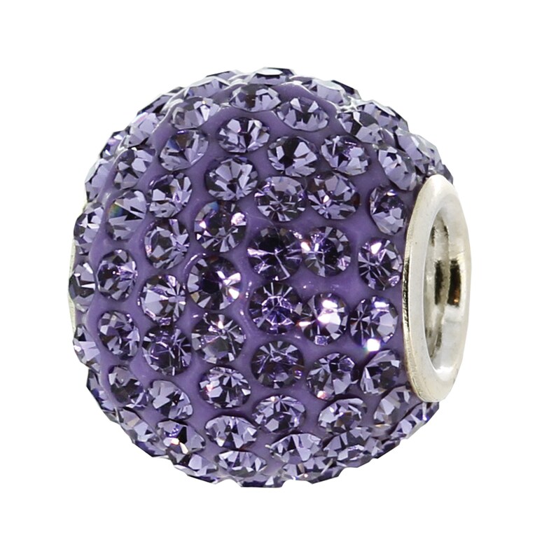 Pave Crystal Ball Tanzanite Charm Bead, Real Sterling Silver, Pandora ...