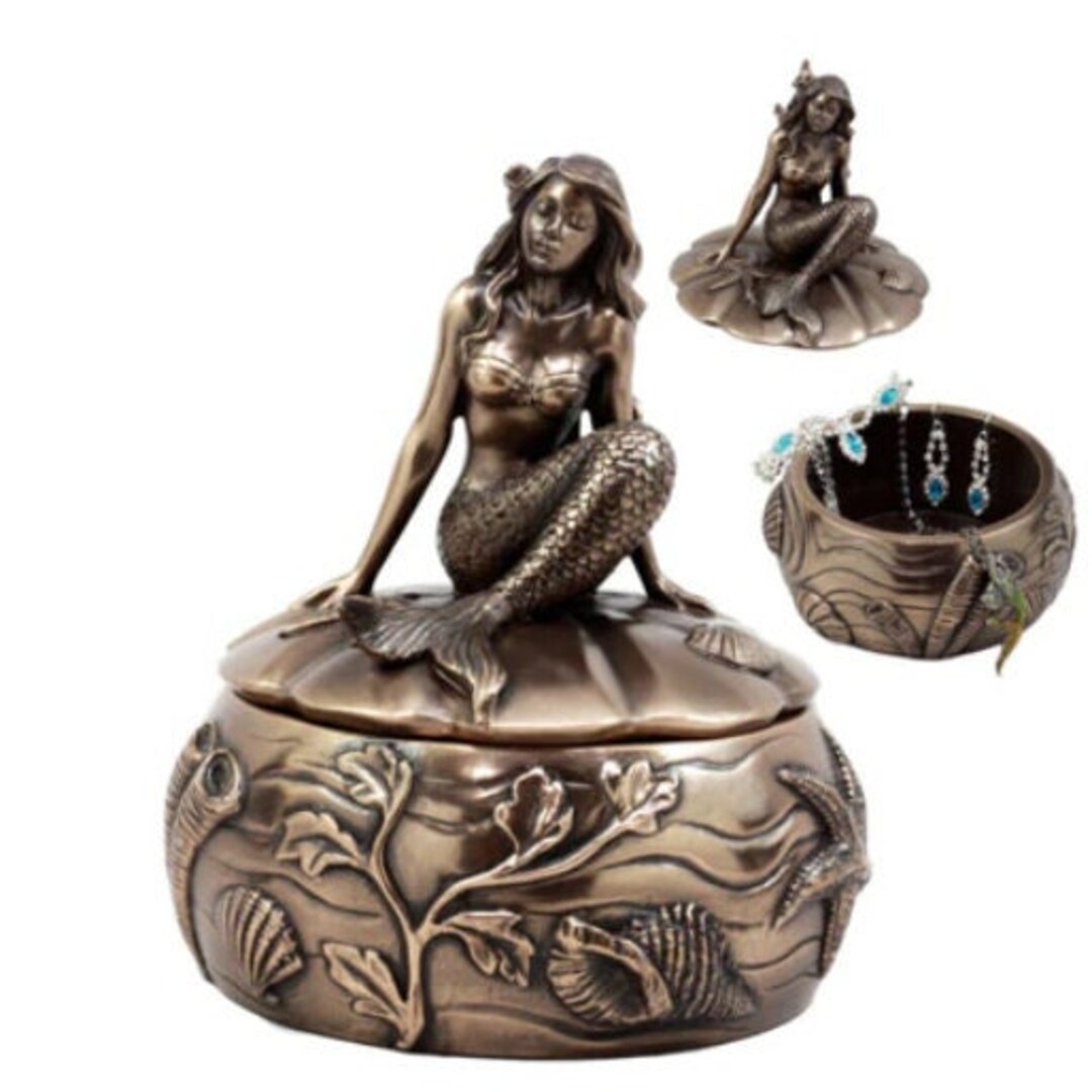 Mermaid Rounded Jewelry Box Reed Marine Decor - Etsy