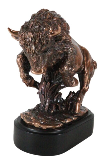 Western Large Angry Charging Bison Statue in Bronze Electroplated ...
